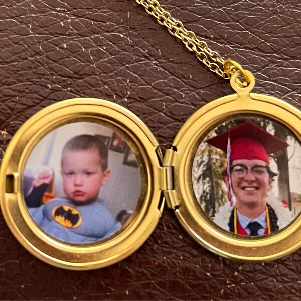 Compass Locket Necklace With Photos, Gold Working Compass Pendant ...