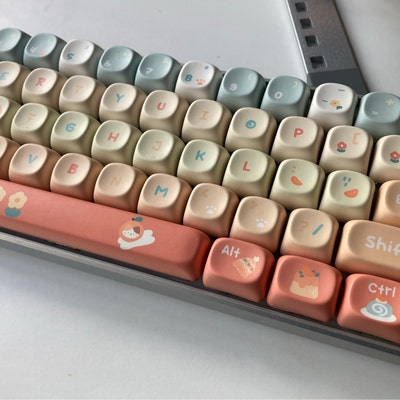 Cat & Dog Cute PBT ISO Matcha Green Keycap Set for Mechanical Keyboard ...