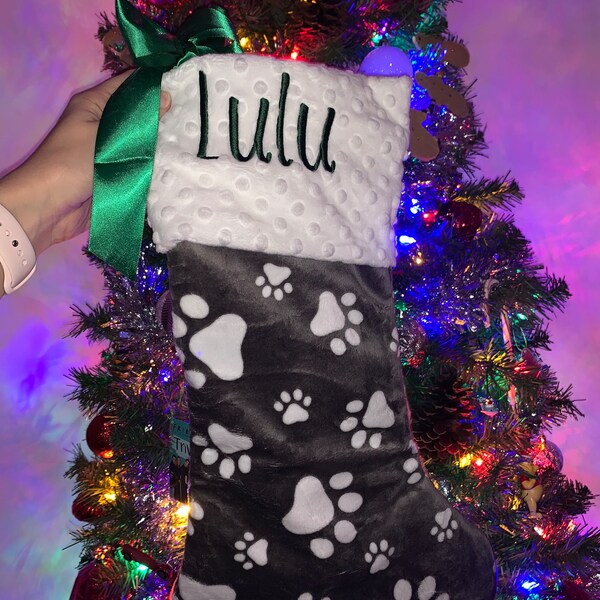 Paw Print Dog Stocking, Dog Christmas Stocking, Paw Print Christmas ...
