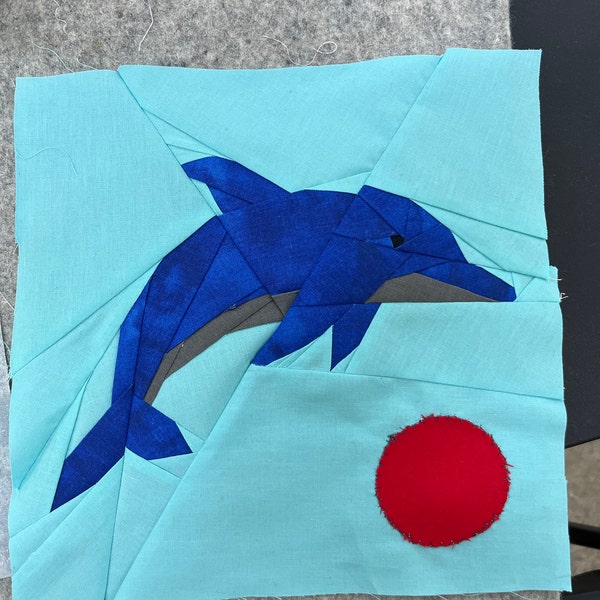 Dolphin Quilt Block Pattern: Nautical Foundation Paper Piecing (PDF ...