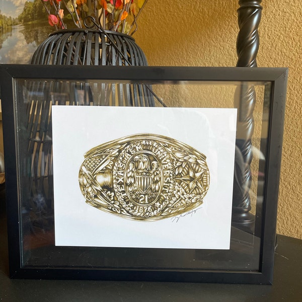 Texas A&M Aggie Ring Drawing Print, Graduation Gift - Etsy