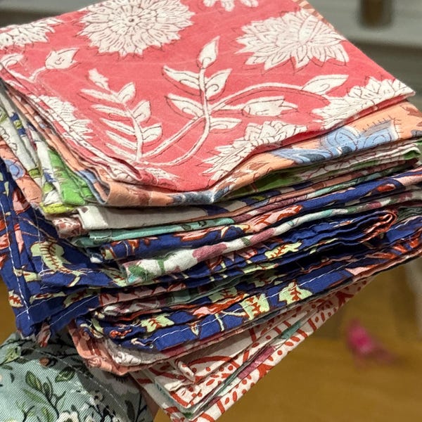 Assorted Napkins 50 Pack of Handblock Printed Napkin Set Cotton ...