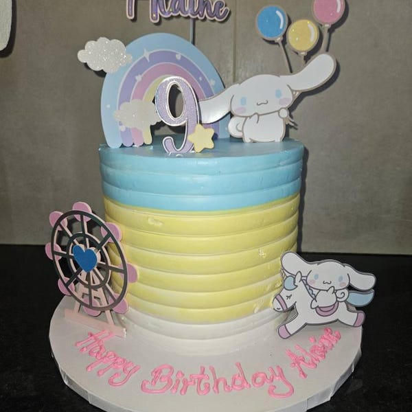 Cinnamon Roll Cake Topper - Kitty and Friends Birthday - Cinnamon Roll ...