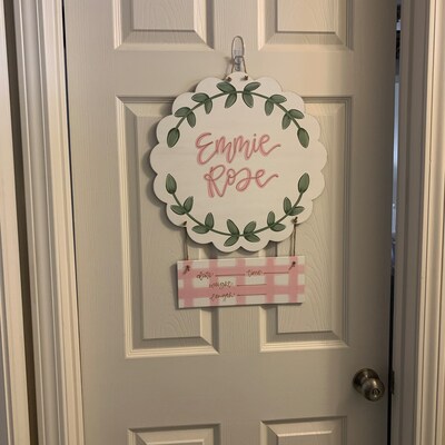 Hospital Nursery Baby Door Hanger for Girls // Boho Colors - Etsy