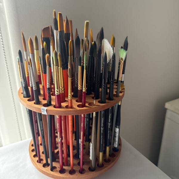 Rotating Paint Brush Holder for Big and Small Brushes, Handmade ...