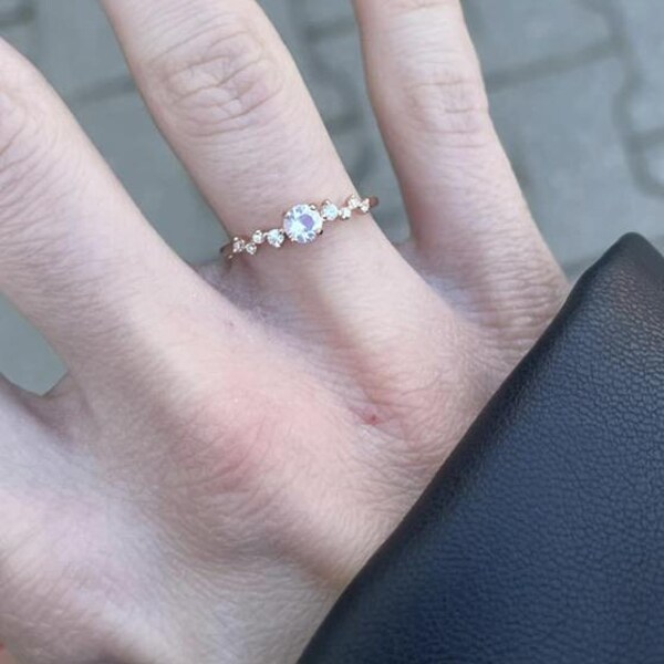 Small & Dainty 14k Yellow Gold Diamond Promise Ring for Her, Womens ...