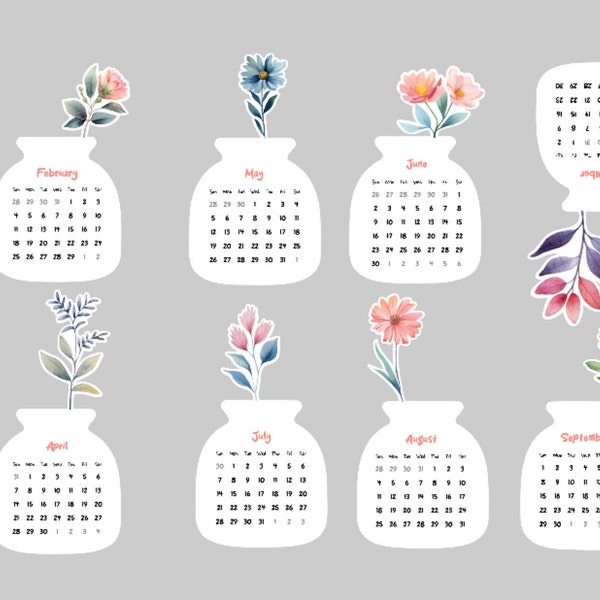 2026 Printable Flowers Desk Calendar, PNG for Cutting Machine ...
