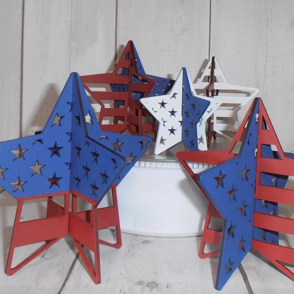 1/8" 3D Standing Stars -set of 5 Patriotic Stars and Stripes for Mantle ...