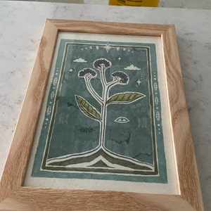 Spiritual Art Print Moon Phase Illustration Boho Gift Idea Blue Folk ...