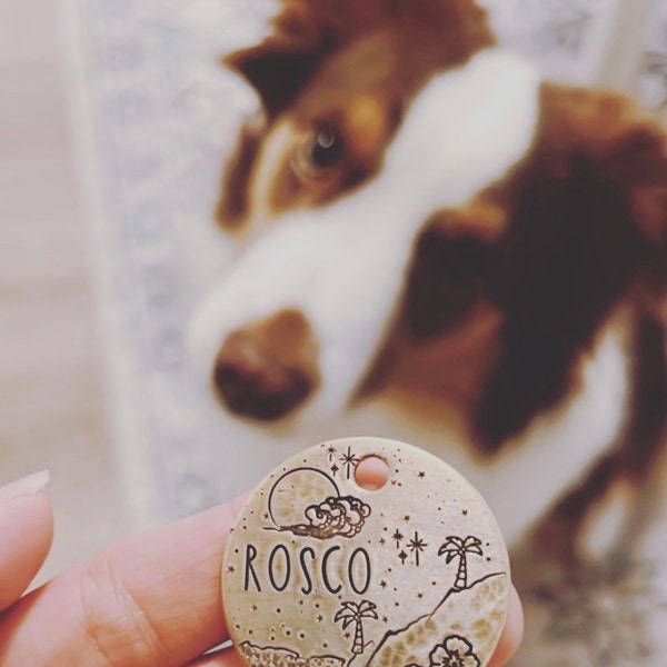 Dog Tags, Dog Tags for Dogs, Palm Trees, Pet ID Tag, Personalizable ...