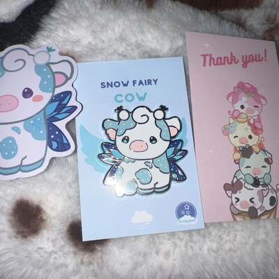 Cute Flower Cow Sticker, Rainbow Cow Sticker Set, Cow Stationary, Cute ...