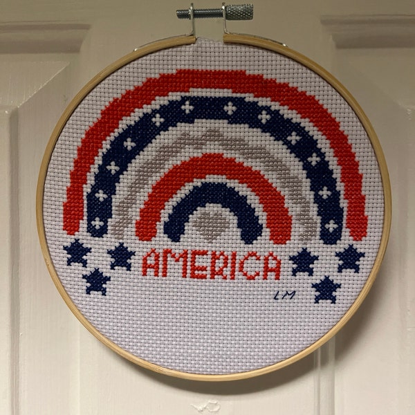 Patriotic Heart Cross Stitch Pattern. Counted Cross Stitch Chart USA ...