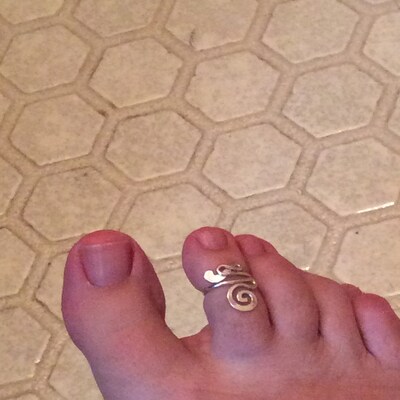 Toe Ring Sterling Silver Adjustable Silver Toe Ring Handmade Pinky Ring ...