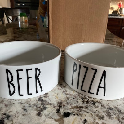 Funny Dog Food Bowl Set Ceramic Pet Bowls Pizza Beer Large Pet Bowls ...