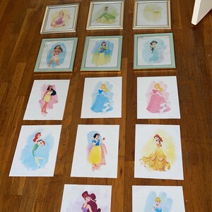 Set of 15 Classic Princesses Watercolor PRINTABLE ART, Princess Art ...