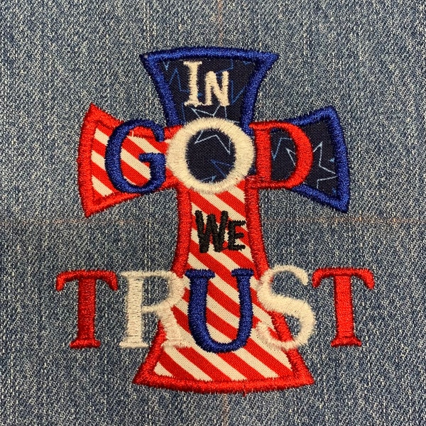 In God We Trust Cross Applique Machine Embroidery Design Pattern ...