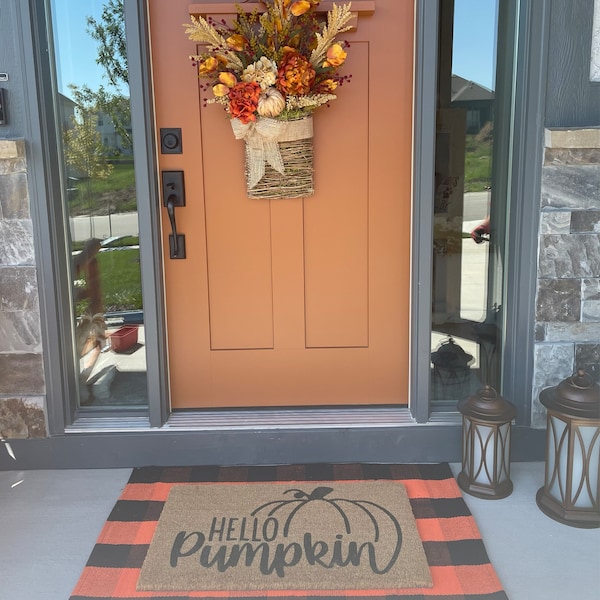 Hello Pumpkin, Hello Pumpkin Doormat, Pumpkin Doormat, Doormat, Fall ...