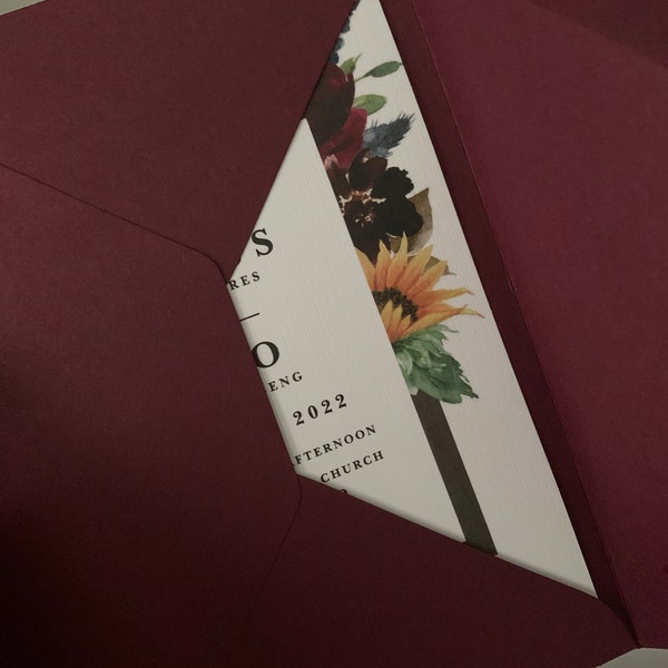 25 A7 or A1 Wine Burgundy Maroon Purple Wedding 5x7 Invitation Pointed ...