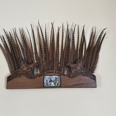 Personalized Double Wide Pheasant Tail Mount Plaque, Tail Feather ...