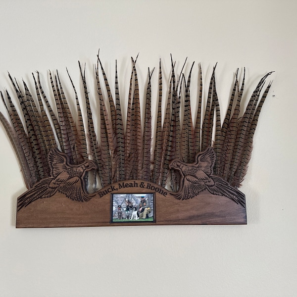 Personalized Double Wide Pheasant Tail Mount Plaque, Tail Feather ...