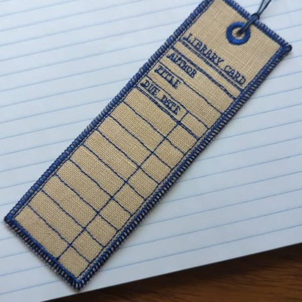 Library Card Bookmark - Embroidered Bookmark - Etsy