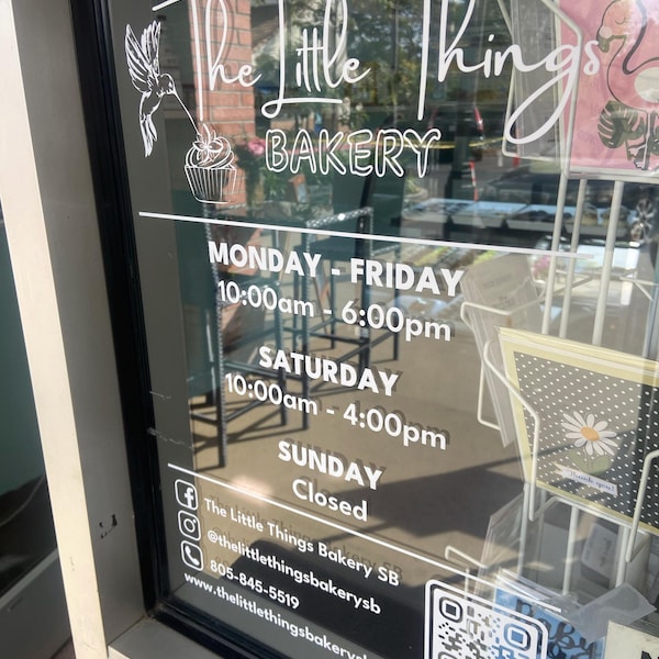 Custom Store Hours Decal: Business Window Sign With Logo & QR Code - Etsy