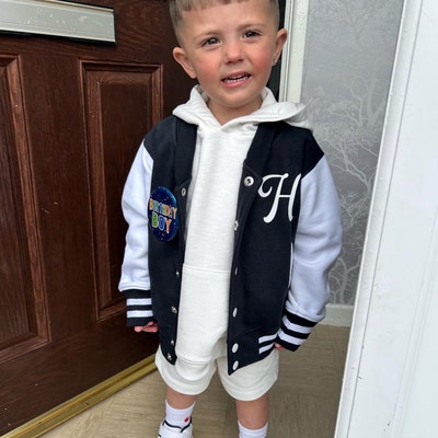 Personalised Kids Varsity Jacket Initial Name College Baseball Style ...