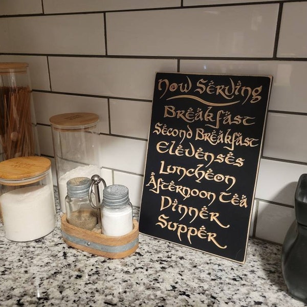 Hobbit Daily Meals Menu Second Breakfast Rustic Distressed Engraved ...