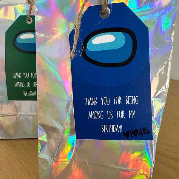 Among Us Thank You Tags - Gaming Party Treat Bag Tags - Kids Favor Tags ...
