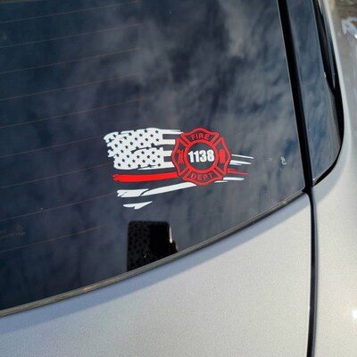 Kneeling Firefighter Decal Thin Red Line Decal American Flag Decal ...