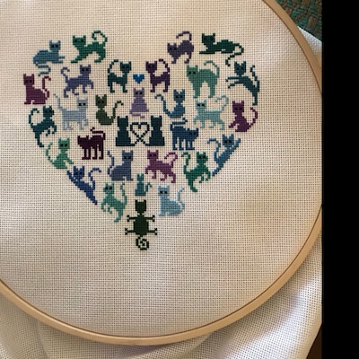 Heart and Cats 2 Cross Stitch Pattern Instant Download PDF - Etsy