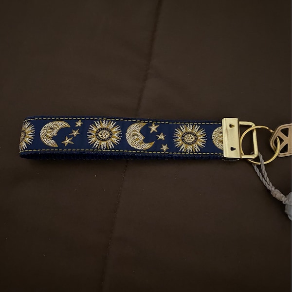 Sun and Moon Key Fob, With Brass Plated Hardware - Etsy