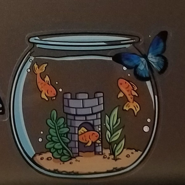 Fishbowl Clear Vinyl Sticker | Goldfish Sticker | Cute Pets ...