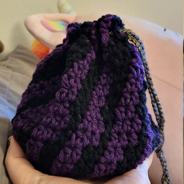 PATTERN: Striped Crochet Pattern Drawstring Bag, Crochet Tutorial, RPG ...