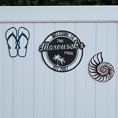 Personalized Family Pool Sign, Swimming Pool Metal Sign, Tiki Bar, Pool ...