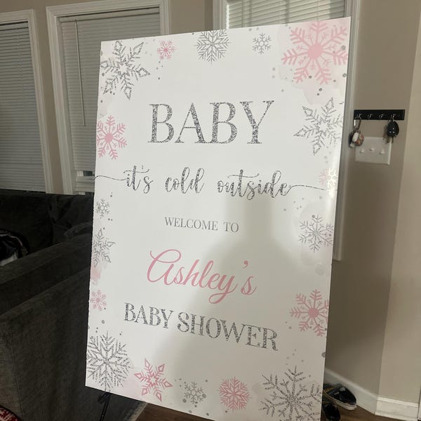 Winter Baby Shower Welcome Sign, Editable Baby Its Cold Outside Welcome ...