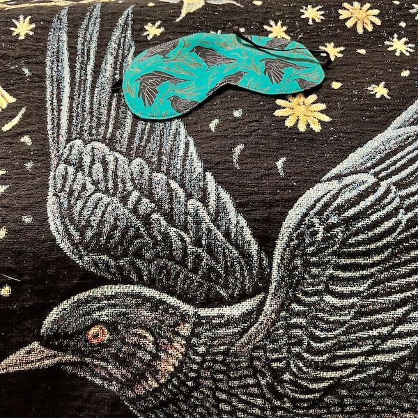 Dark Cottagecore Crow Tapestry Woven | Raven Wall Art Blanket Woven ...