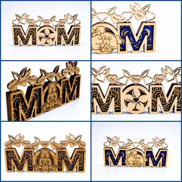 Layered Mom Stands - SVG Laser Ready Files - 9 Options - 99 Total Files ...