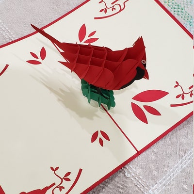 Red Cardinal Bird 3-D Pop up Card Birthday Card Greeting - Etsy