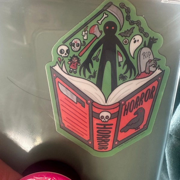 Horror Book Decal, Scary Book Club Sticker, Library Sticker, Reading ...