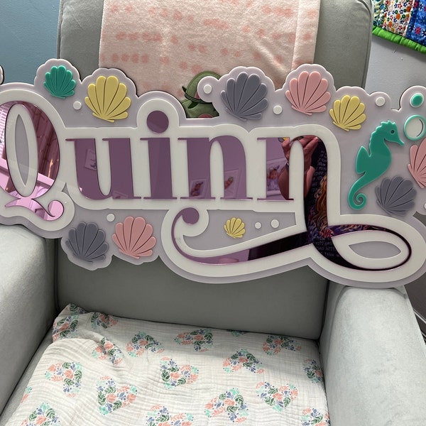Acrylic Name|mermaid Acrylic Name|seashell Plaque | Sea Shell Name ...