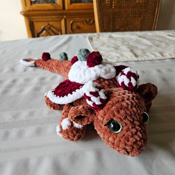 Gingerbread Dragon Crochet Pattern PDF - Amigurumi, Chunky Yarn, Decor ...