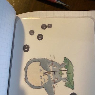 Totoro & Sootballs Watercolor Illustration Laminated Shitajiki Pencil ...