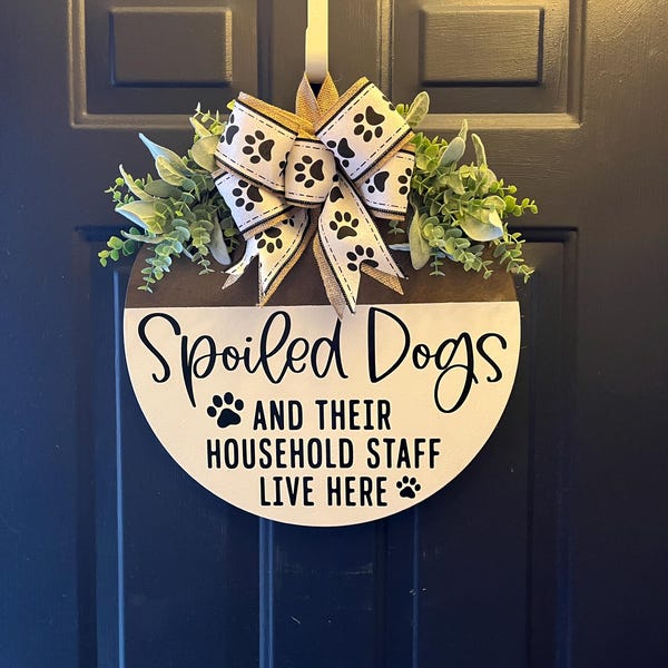 Dog Front Door Decor | Dog Welcome Sign | Year Round Wreath | Dog | Dog ...