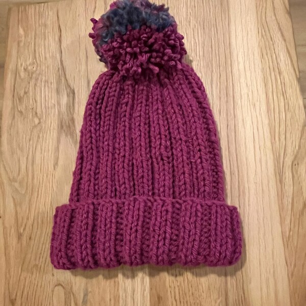 Francesca - Knitted Ribbed Bobble Hat Pattern, Pom Pom Hat Knitting ...