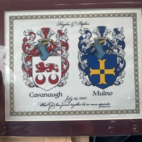 Double Family Crest Parchment Print - Etsy