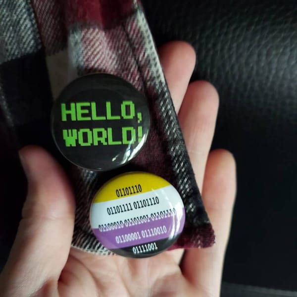 Hello, World! 1.25” Button Computer Meme Programming Program Badge ...