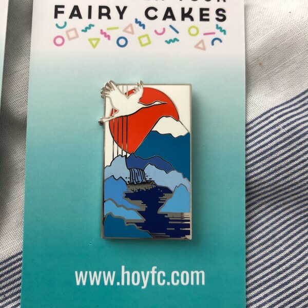 Crane Waterfall Japan Enamel Pin Badge - Mount Fuji - Japanese Art - Etsy