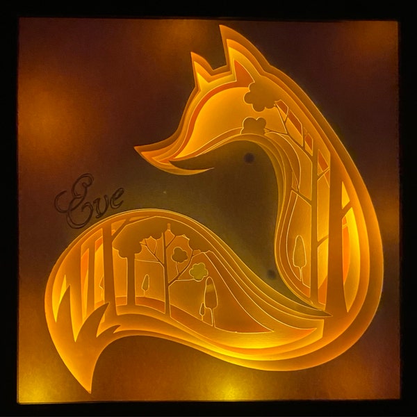 Red Fox 3D Paper Cut Light Box Template (SVG Digital Download) - Etsy