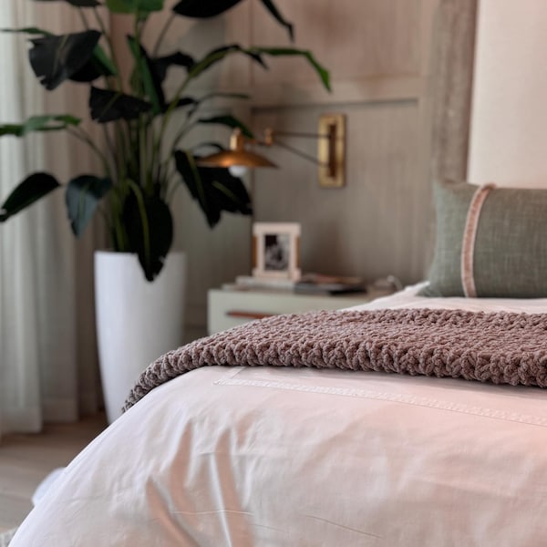 Puffy Blanket, Warm and Plush Blanket, Hand Knit Blanket, Bed Throw ...